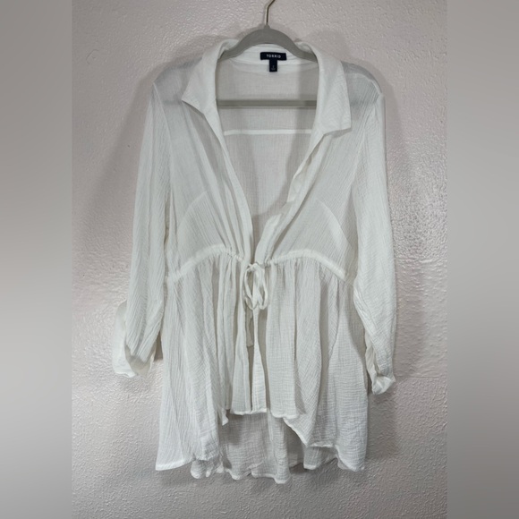 torrid | Swim | Torrid White Beach Swimwear Coverup Front Tie Cardigan ...